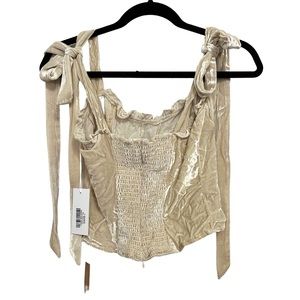 Reformation | Tops | Reformation Colomba Velvet Cream Top Fitted ...